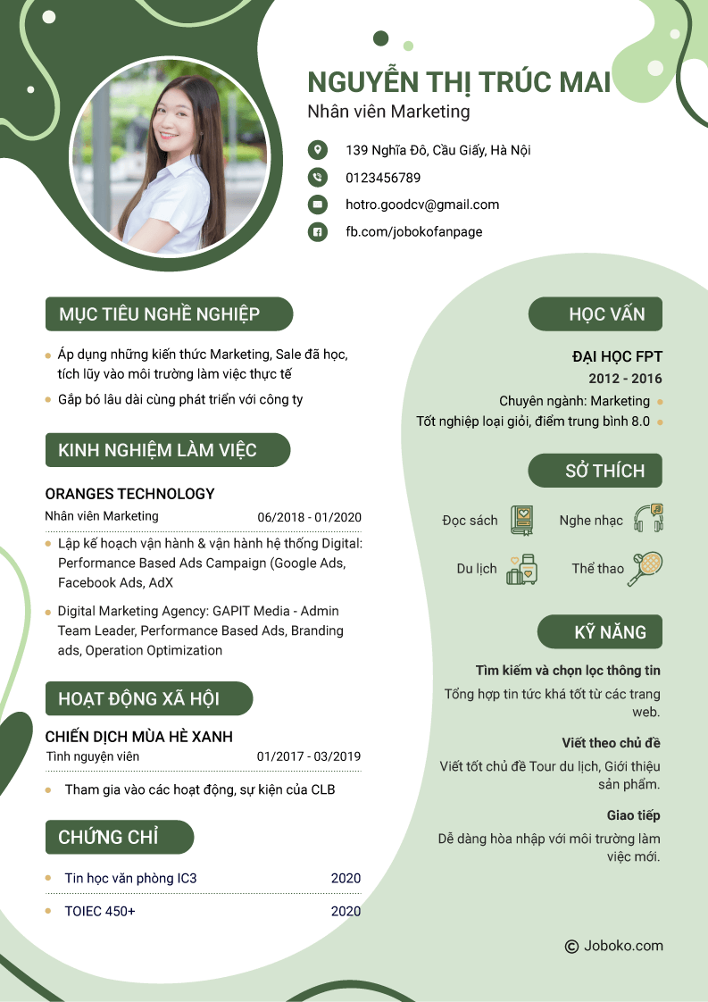 Preview Mẫu CV Sắc màu 2 | Joboko